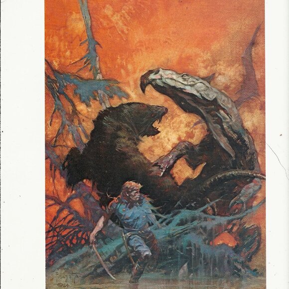 Out of Print | Art | Vintage Frank Frazetta 1 X 9 Book Plate Print ...